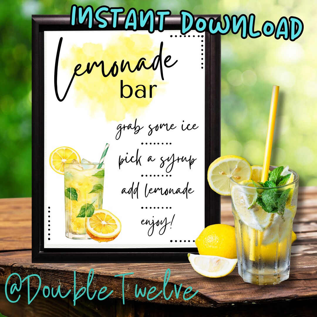 Lemonade Bar Station Sign, Summer BBQ Party Event Drink Table, Wedding ...