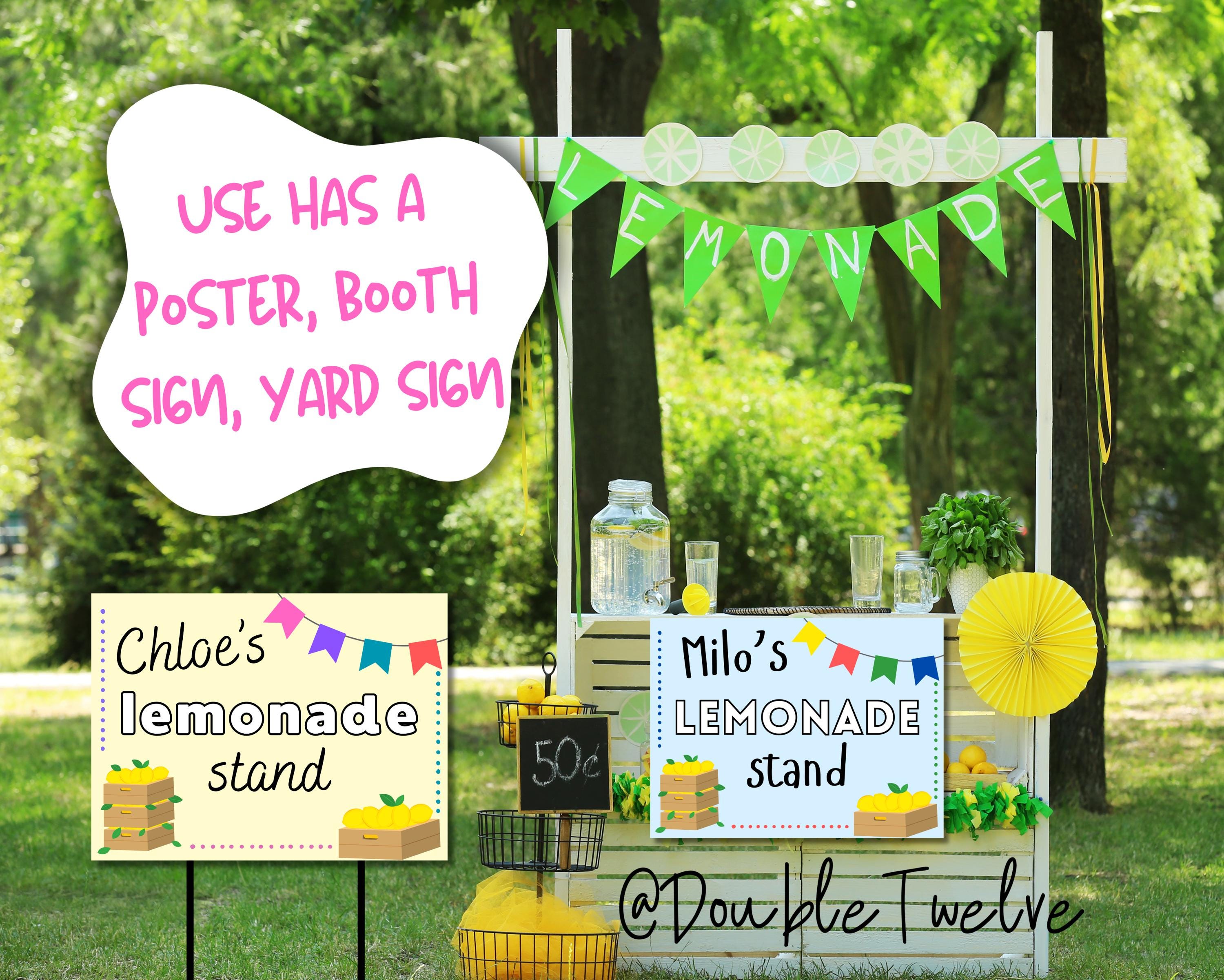 Custom Name Lemonade Stand Sign, DIY Lemonade Booth Poster, Lemonade ...