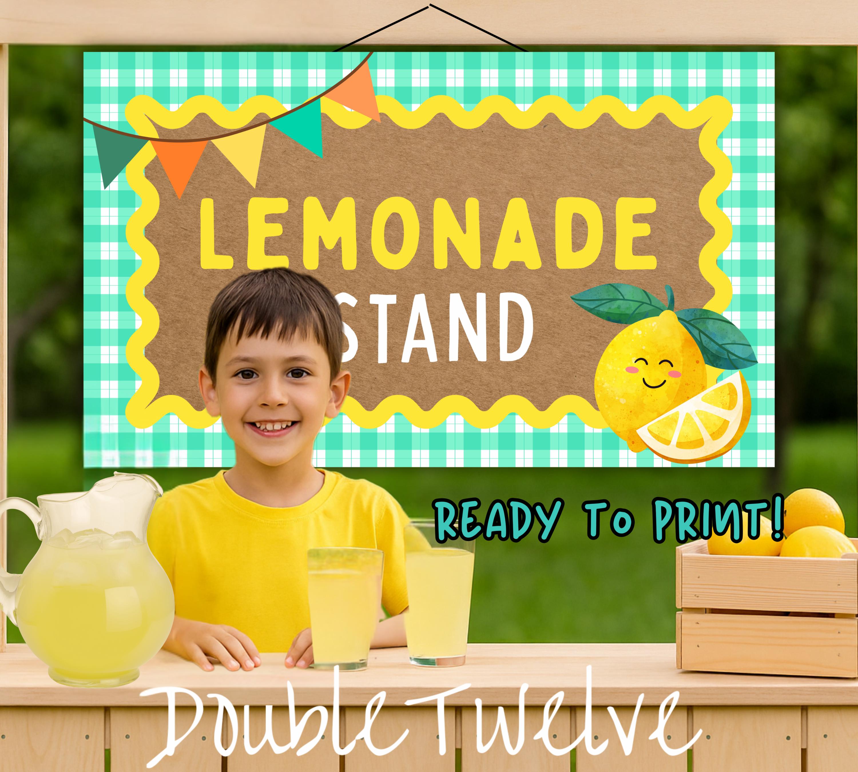 Lemonade Stand Banner, Reusable Kids Lemonade Sign, Brown Paper Painted ...