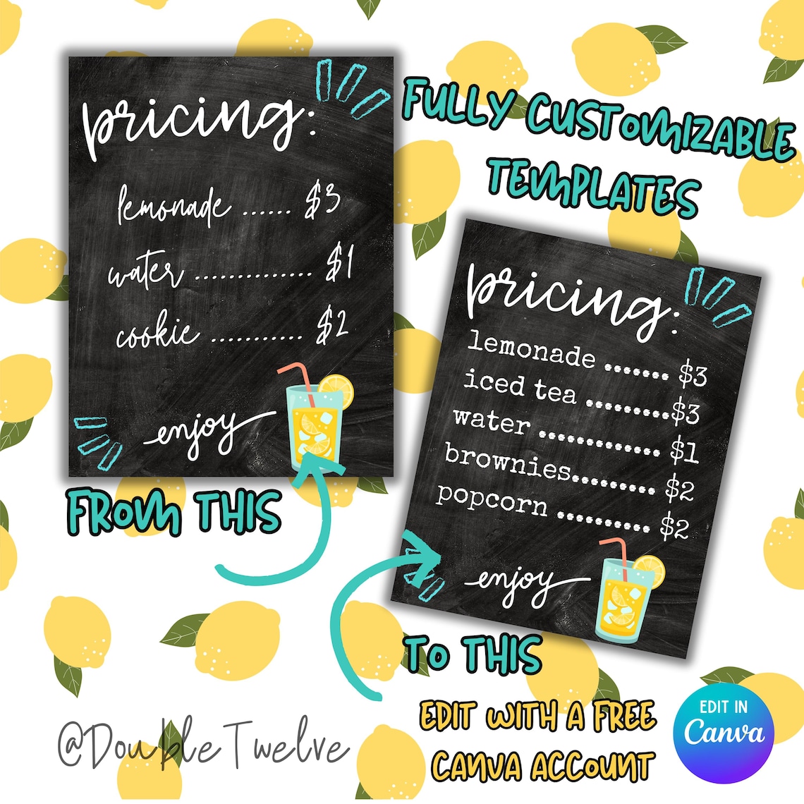 Mobile Lemonade Trailer Business Signs, Lemonade Cart Poster & Pricing ...