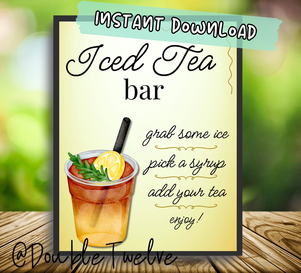 Iced Tea Bar Station Sign, Summer Party Event Drink Table, Sweet Tea ...