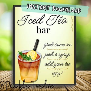 Iced Tea Bar Station Sign, Summer Party Event Drink Table, Sweet Tea ...