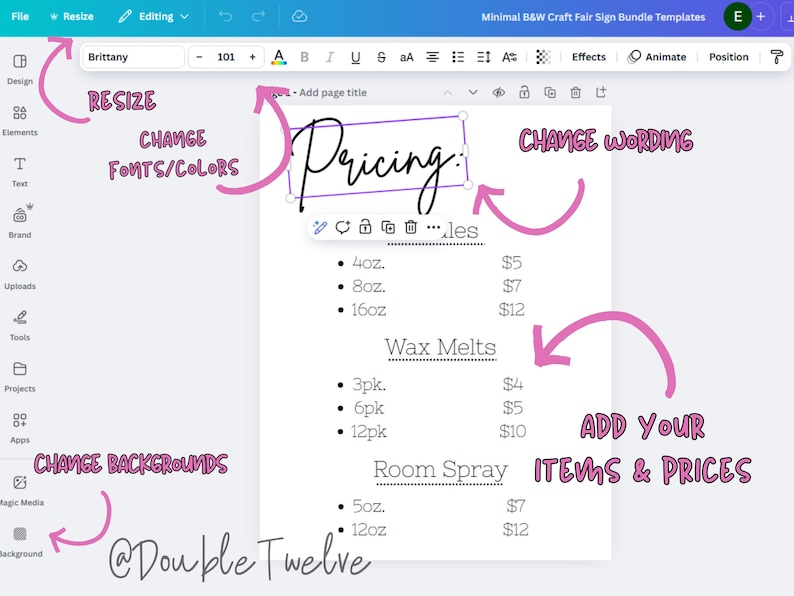 Vendor Booth Sign Kit, Instant Editable Canva Template, Craft Fair ...