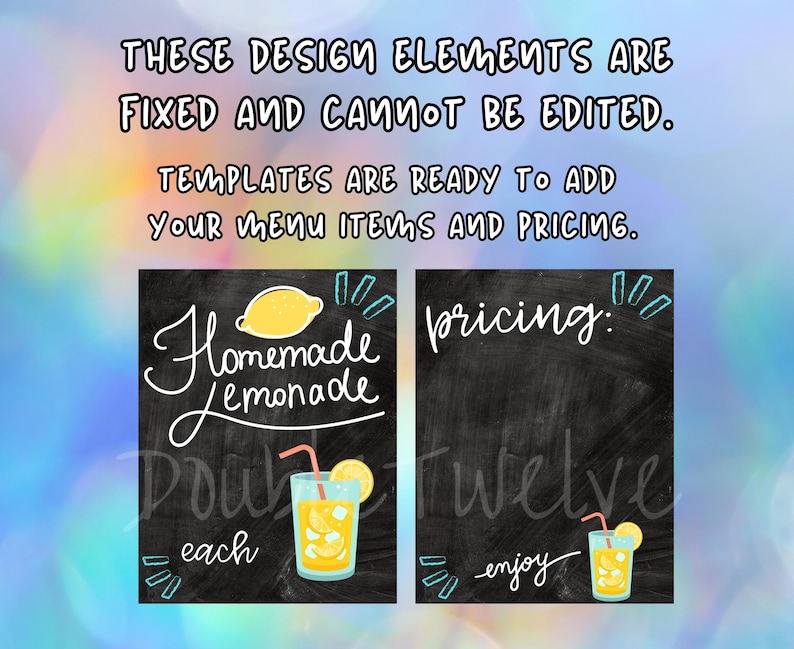 Lemonade Stand Poster & Pricing Sign Bundle, Editable Canva Template ...