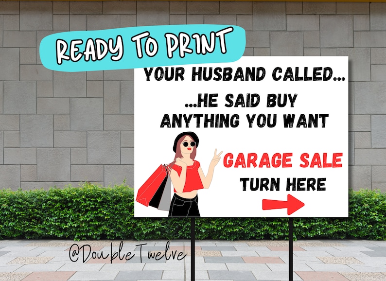 Funny Garage Sale Signs, DIY Yard Sale Signage, Community Neighborhood ...