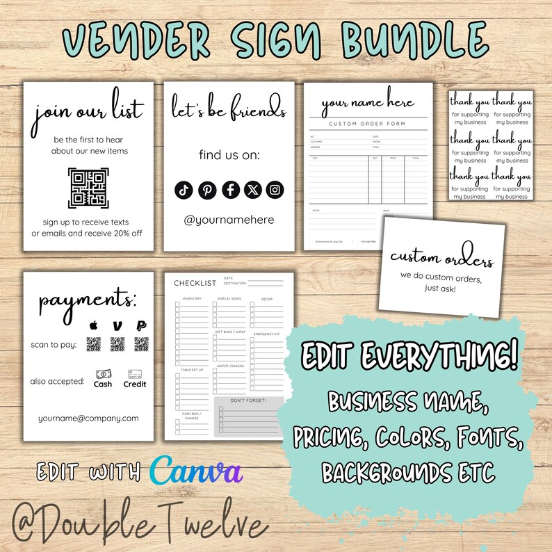 Display Signs for Craft Fair Booth, Editable Canva Template, Vendor ...