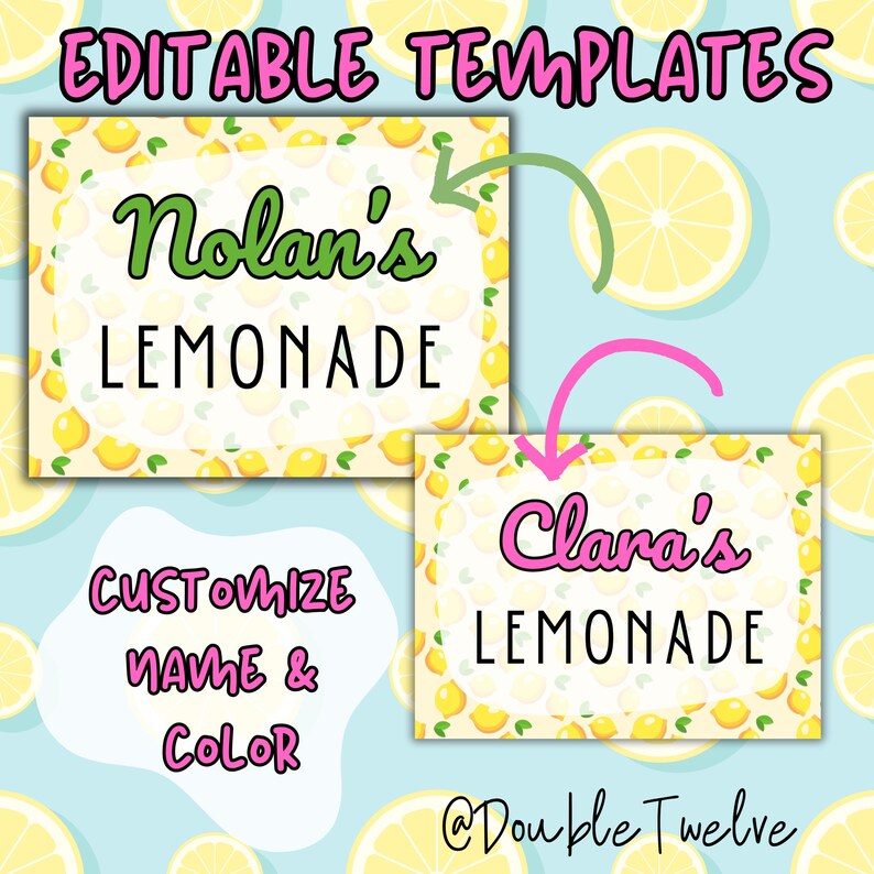 Custom Kids Lemonade Stand Sign Bundle, Lemonade Stand Yard Sign, Menu ...