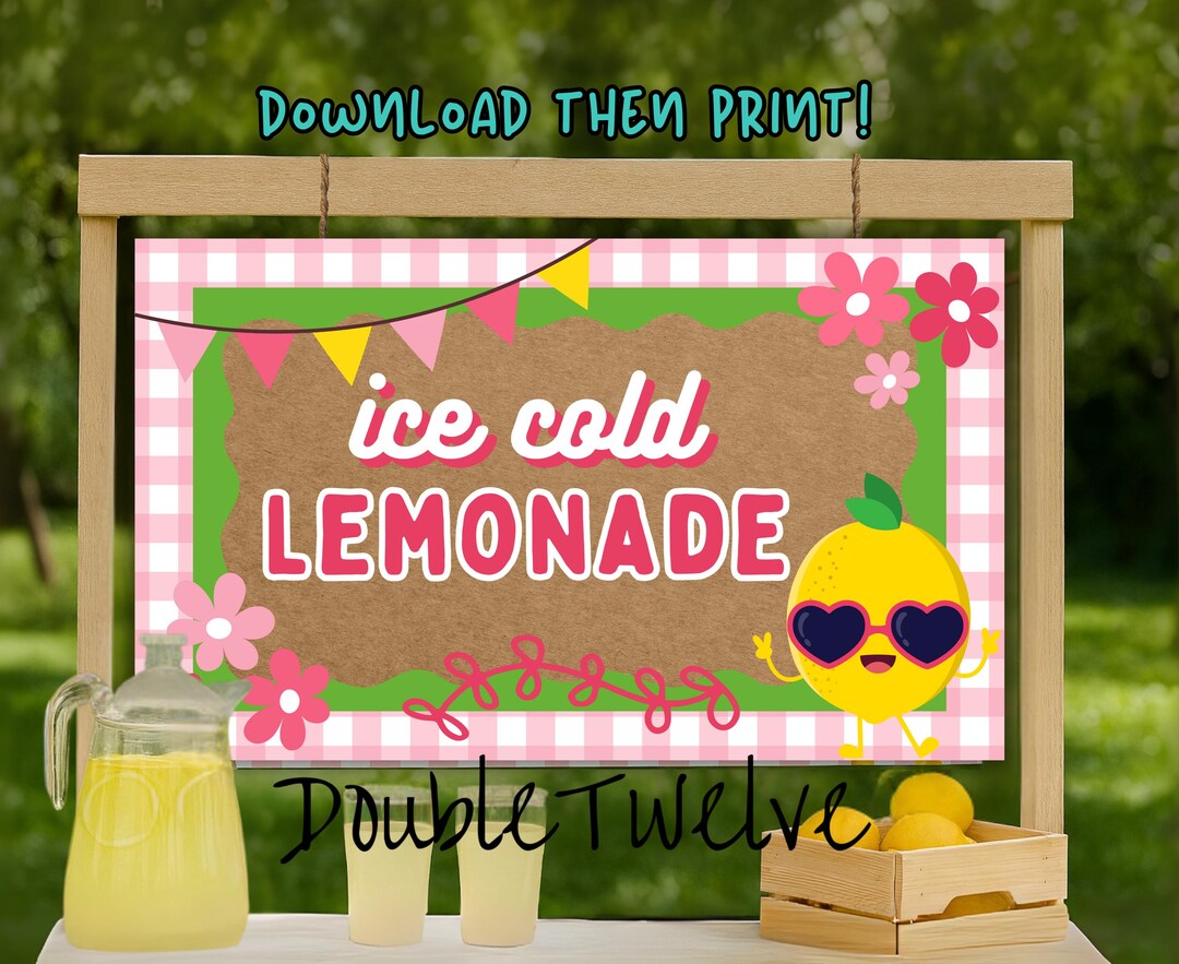 Printable Lemonade Stand Banner, Cute Kids Lemonade Booth Sign, Painted ...