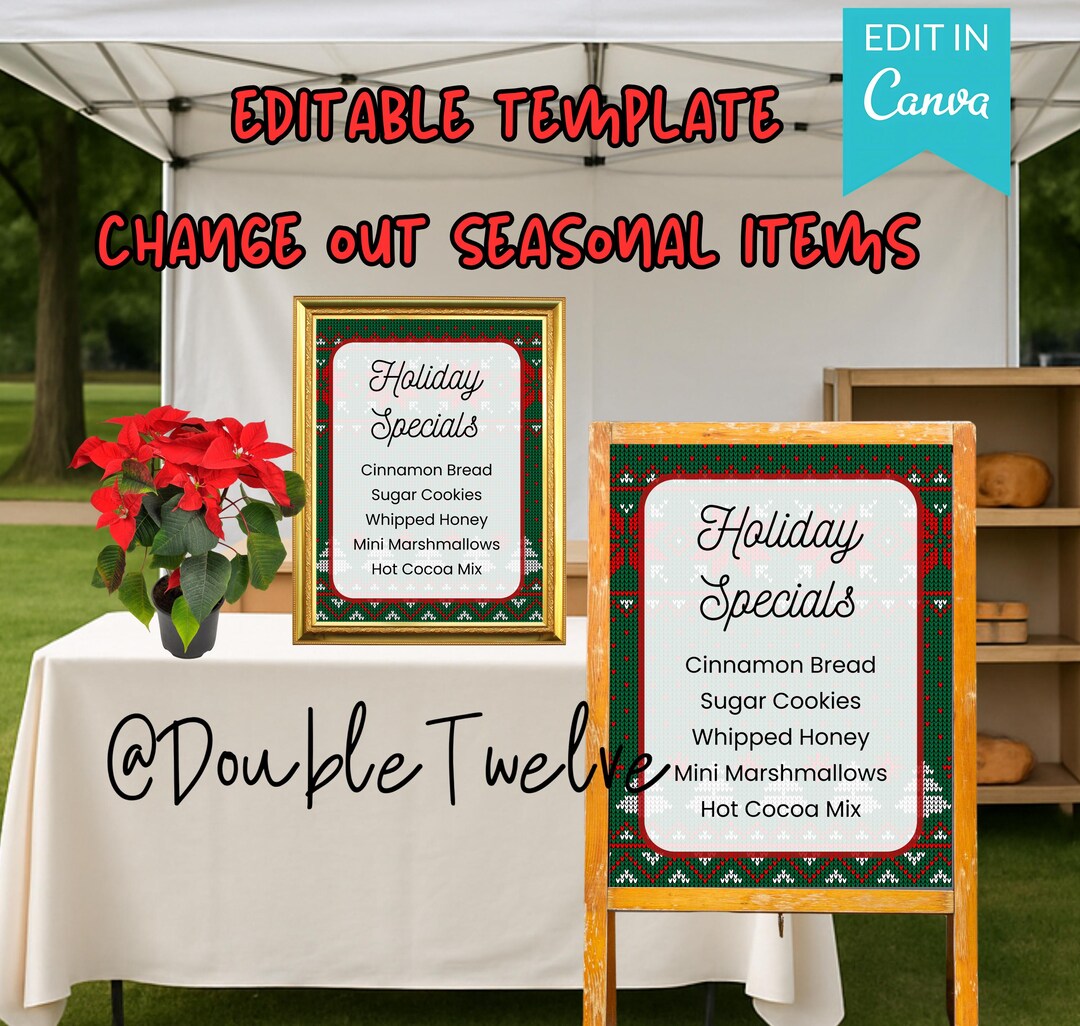 Editable Holiday Craft Show Booth Sign Template, Christmas Market ...