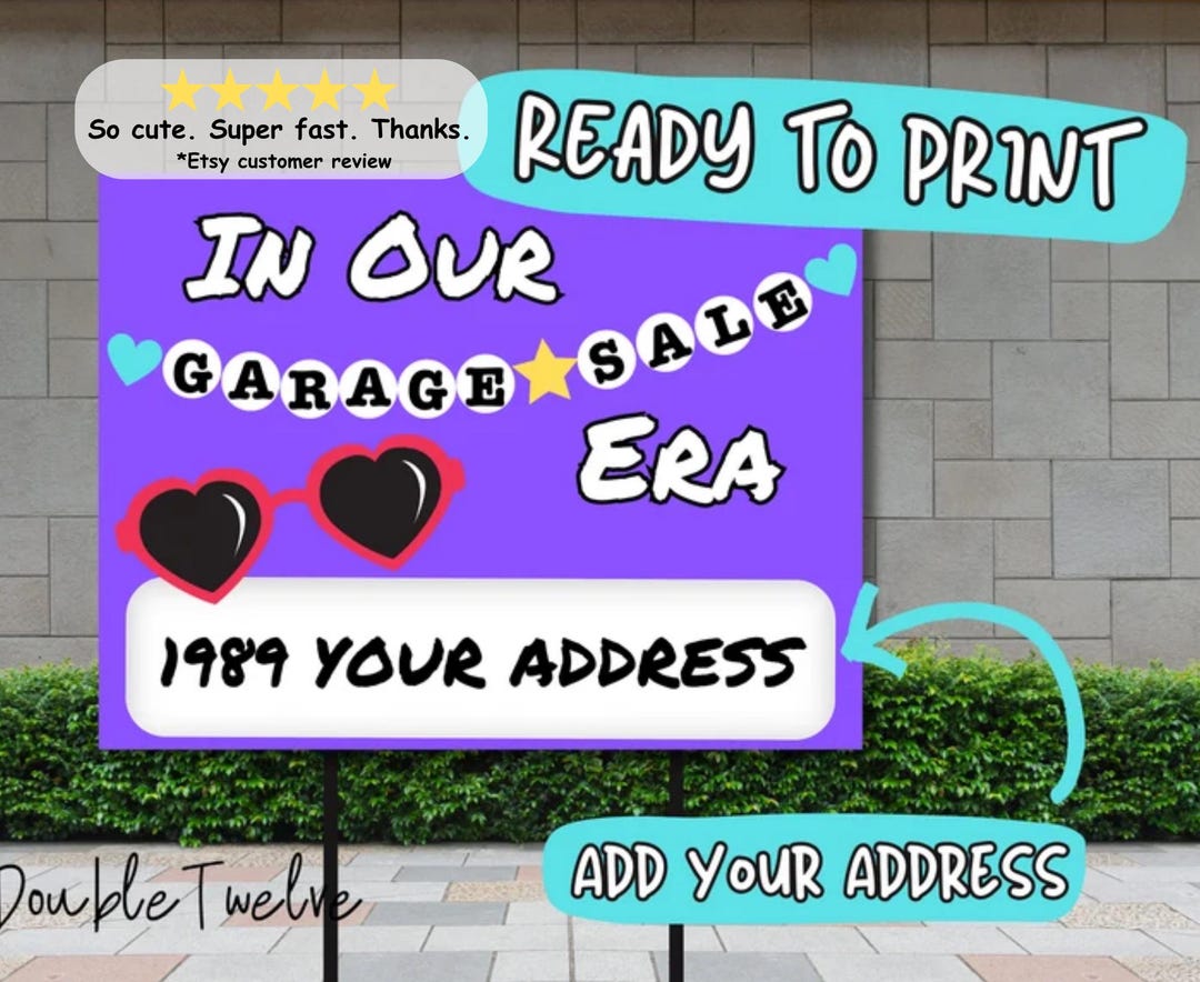 Printable Garage Sale Signs, Taylor Swift Swifty Theme Yard Sign, Editable Template, DIY Garage ...