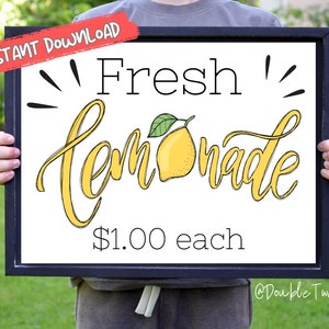 Printable Lemonade Stand Sign, DIY Kid Lemonade Stand, Farmers Market ...