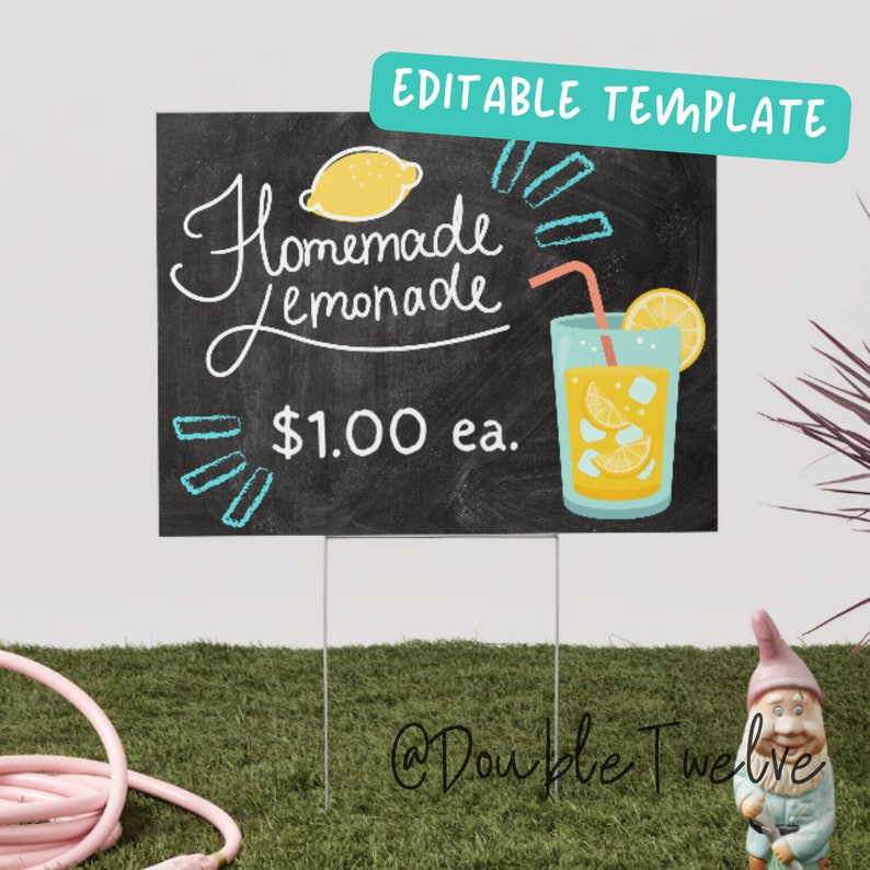 Printable Lemonade Stand Yard Sign, Cute Kids Lemonade Stand DIY ...