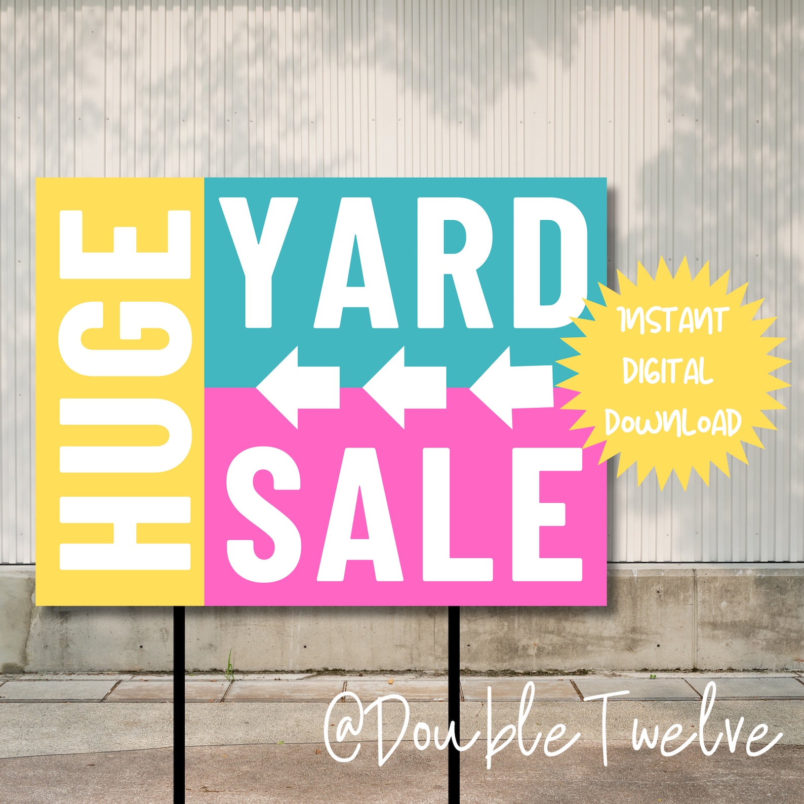 Bright Garage Sale Yard Sign, Community Sale Signs, Instant Digital ...