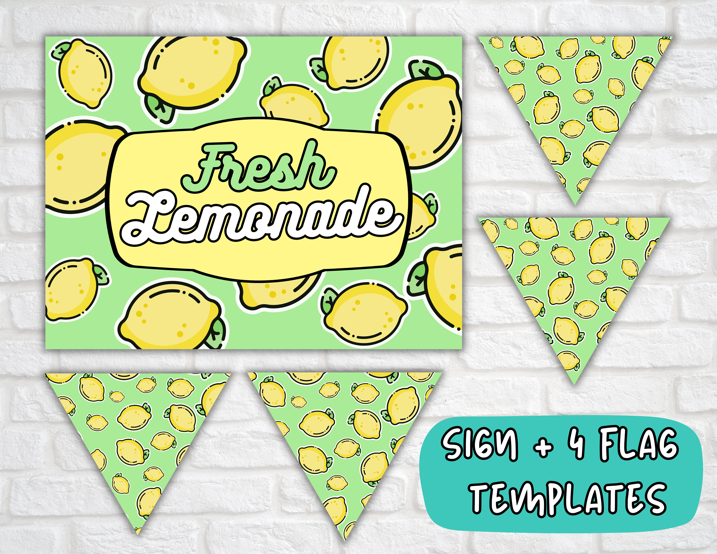 Printable Lemonade Stand Sign and Banner, Cute Kids Lemonade Stand DIY ...