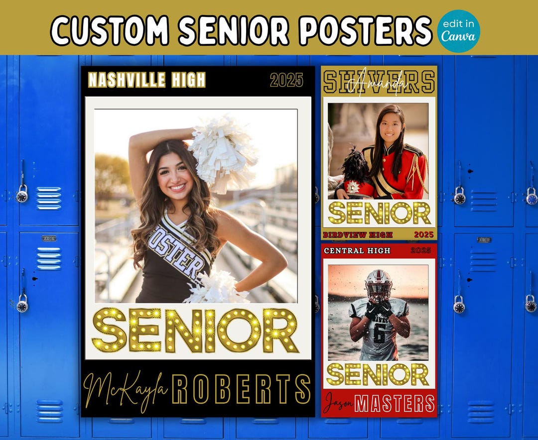 Graduation Yard Sign, Editable Senior Photos Poster, Cheer Dance Drill ...