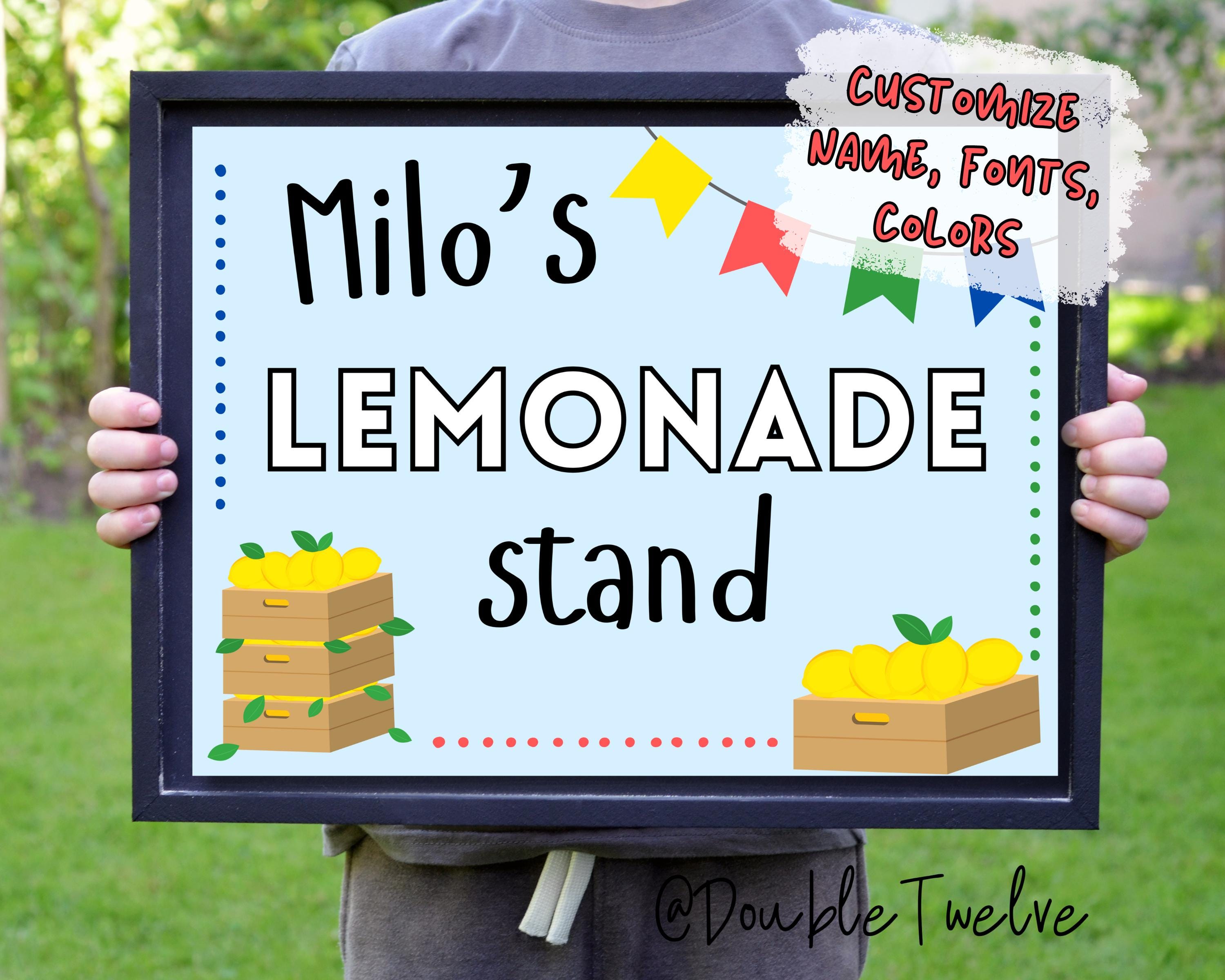 Custom Name Lemonade Stand Sign, DIY Lemonade Booth Poster, Lemonade ...