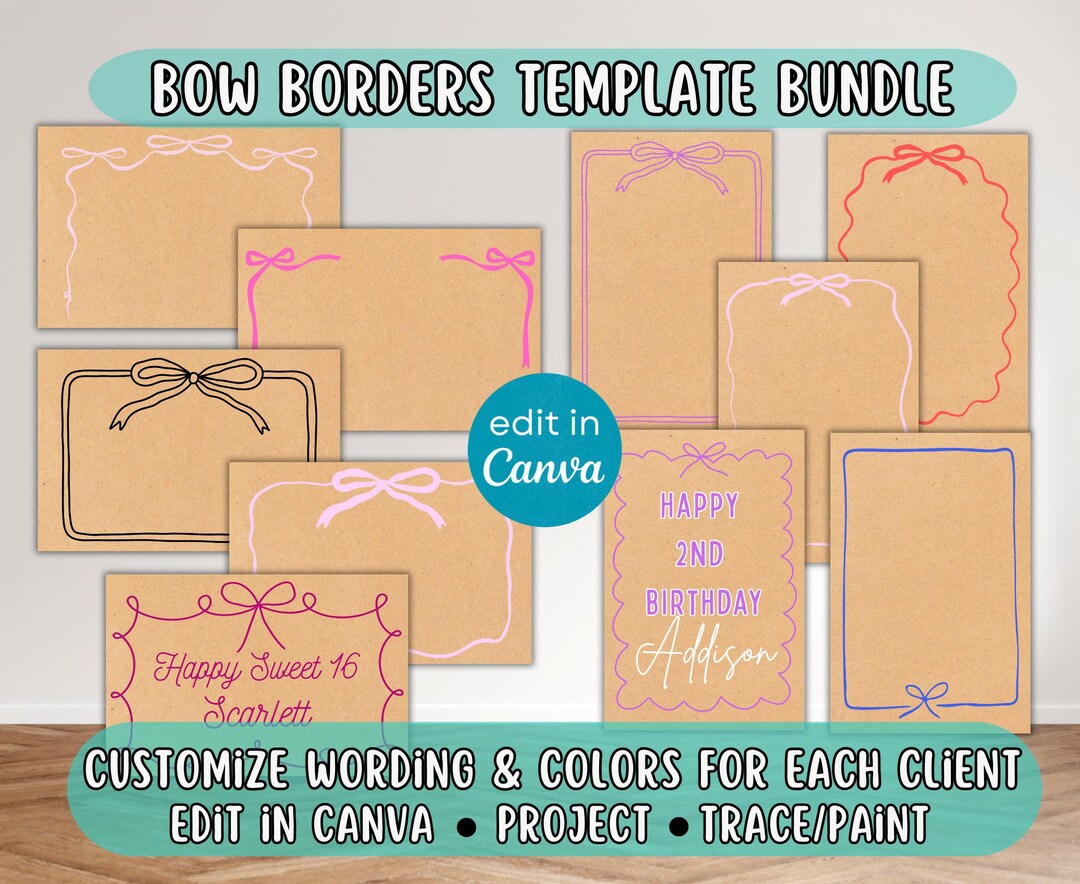Bows Banner Borders Borders | Editable Templates | Painted Banner ...