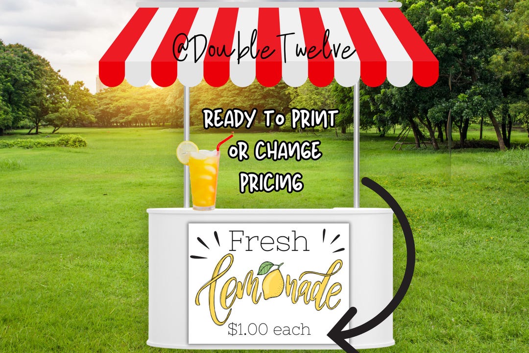 Printable Lemonade Stand Sign, DIY Kid Lemonade Stand, Mobile Bar Cart ...