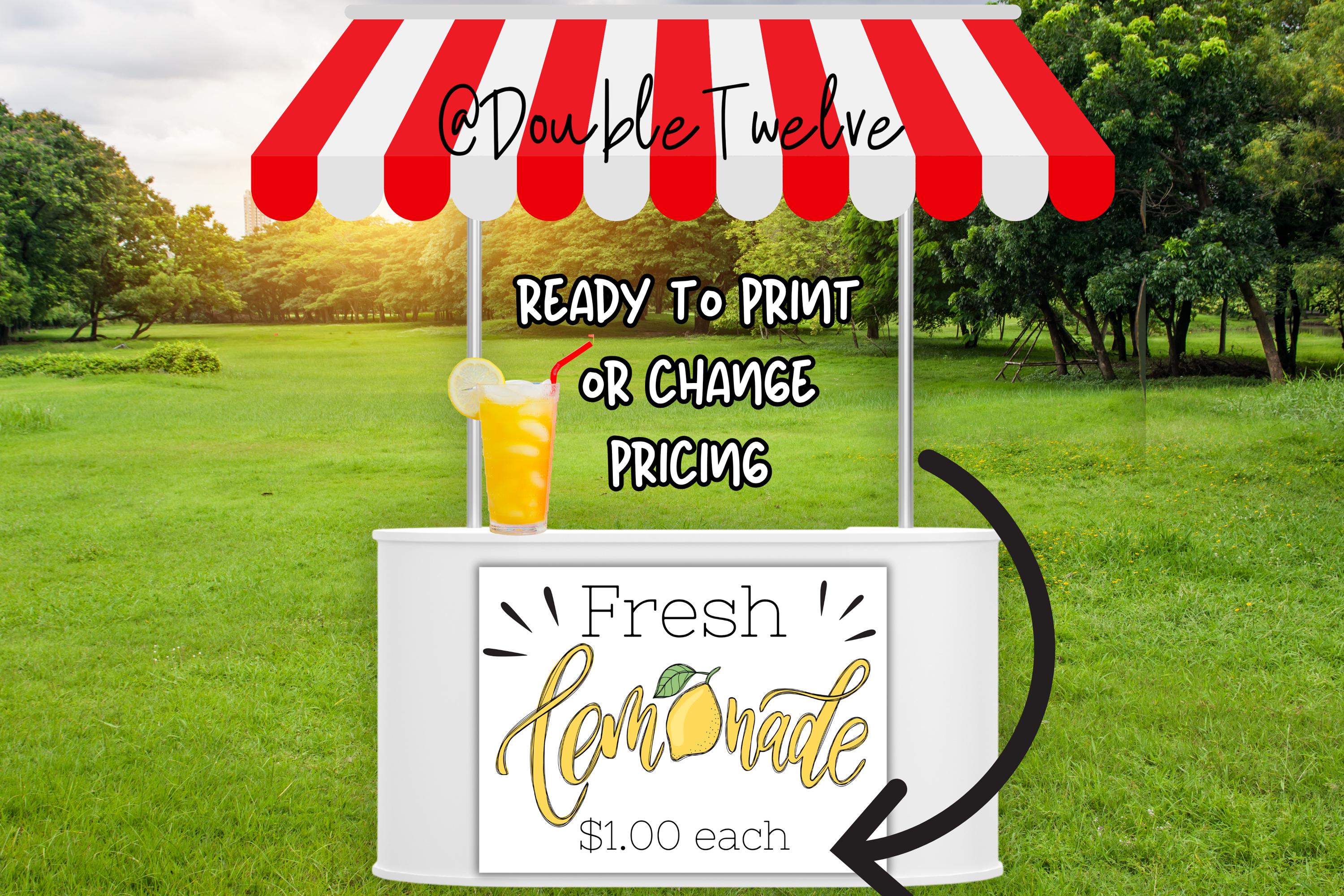 Printable Lemonade Stand Sign, DIY Kid Lemonade, Mobile Drink Cart ...