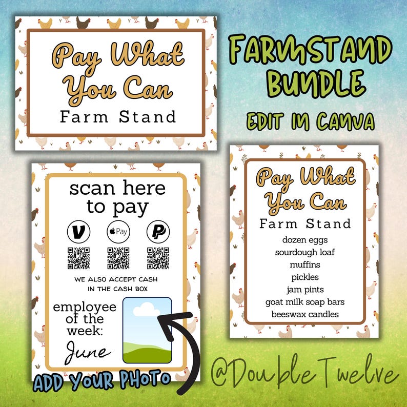 Printable Farm Stand Signs, Pay What You Can Store, Farmstand Template ...