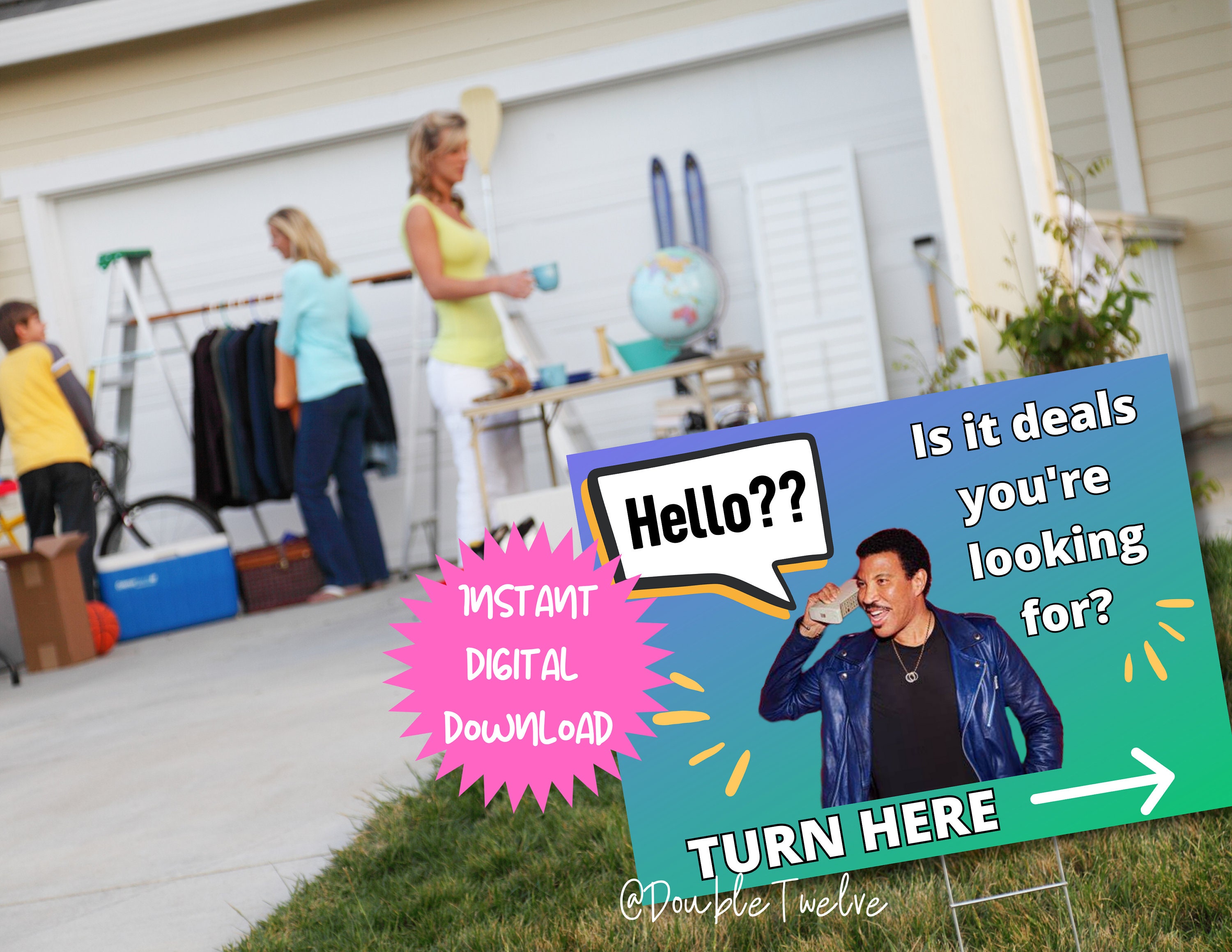 Funny Garage Sale Printable Yard Sign, Lionel Ritchie Hello?, Yard Sale ...