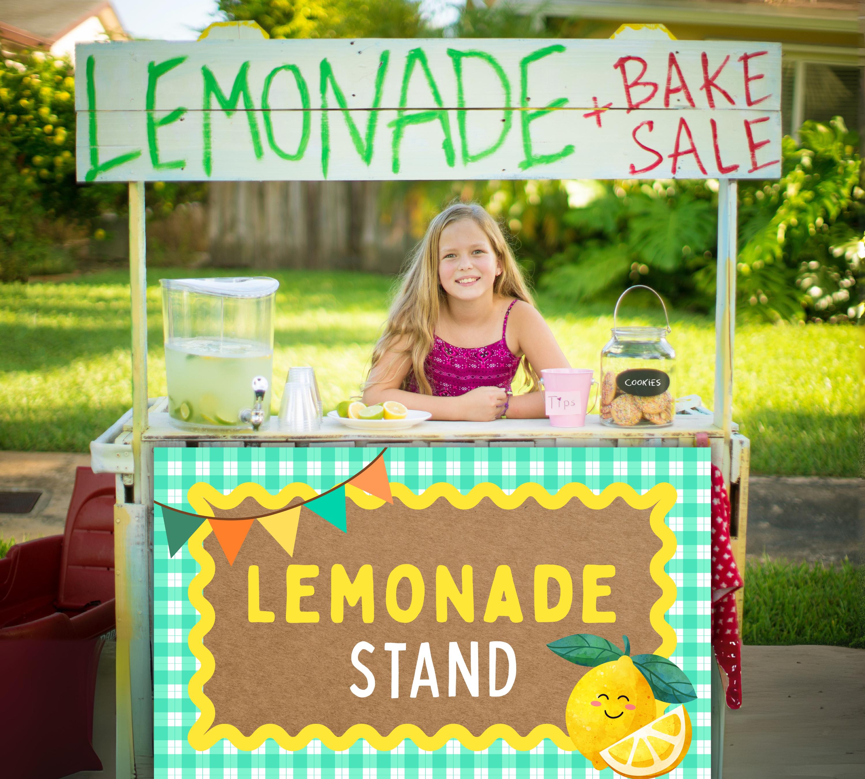Lemonade Stand Banner, Reusable Kids Lemonade Sign, Brown Paper Painted ...
