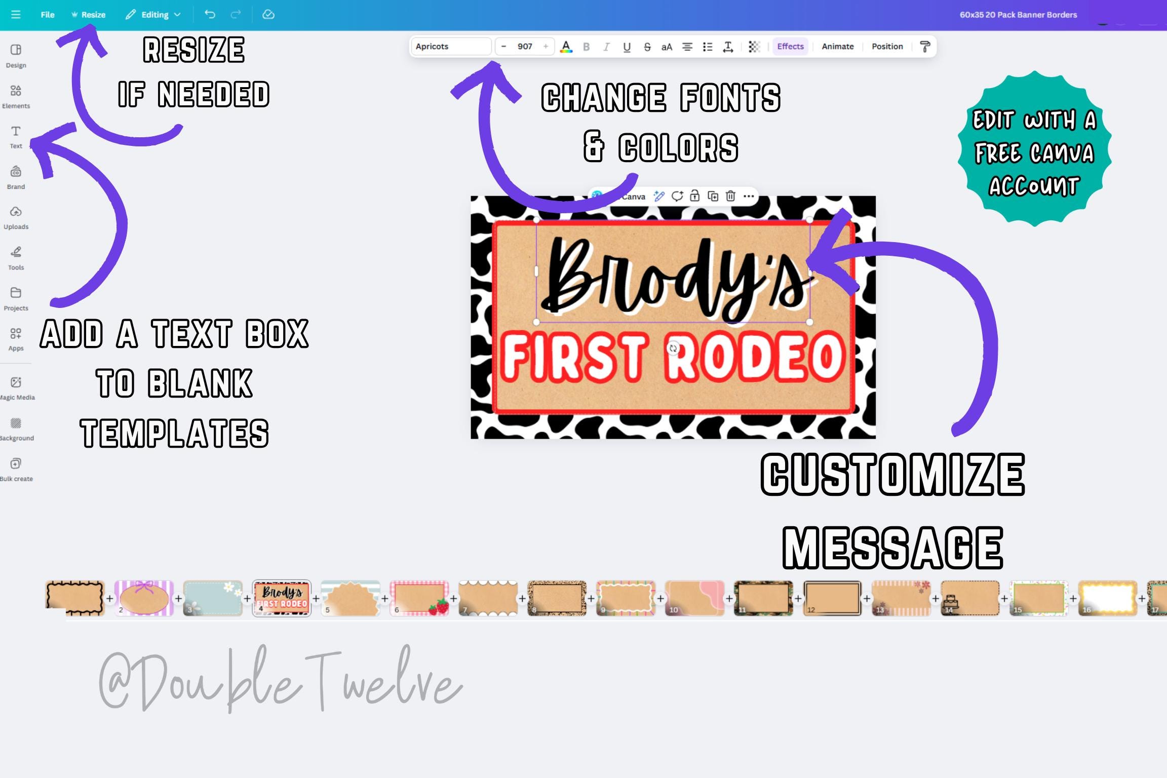 Banner Borders Mega Bundle | Fabric or Paper Banner Canva Templates ...