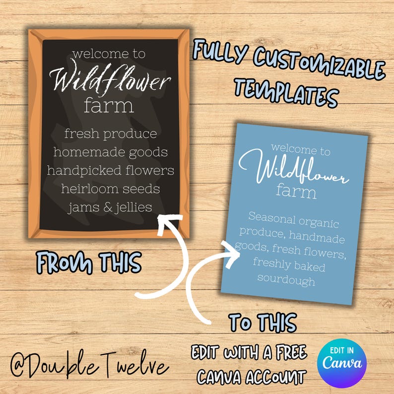 Editable Craft Fair Display Table Signs, Small Business Farm Stand ...