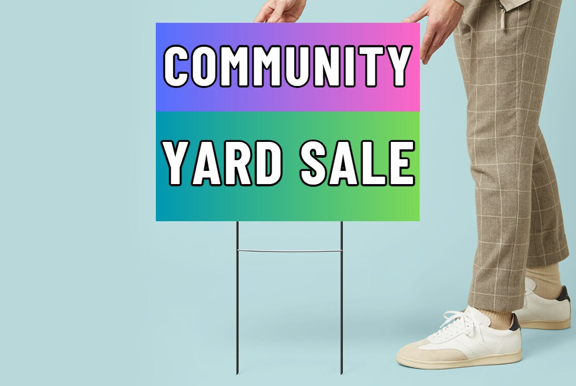 Community Garage Sale Sign, Neighborhood Yard Sale, Bright Garage Sale ...