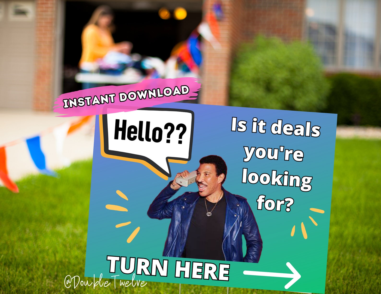 Funny Garage Sale Printable Yard Sign, Lionel Ritchie Hello?, Yard Sale ...