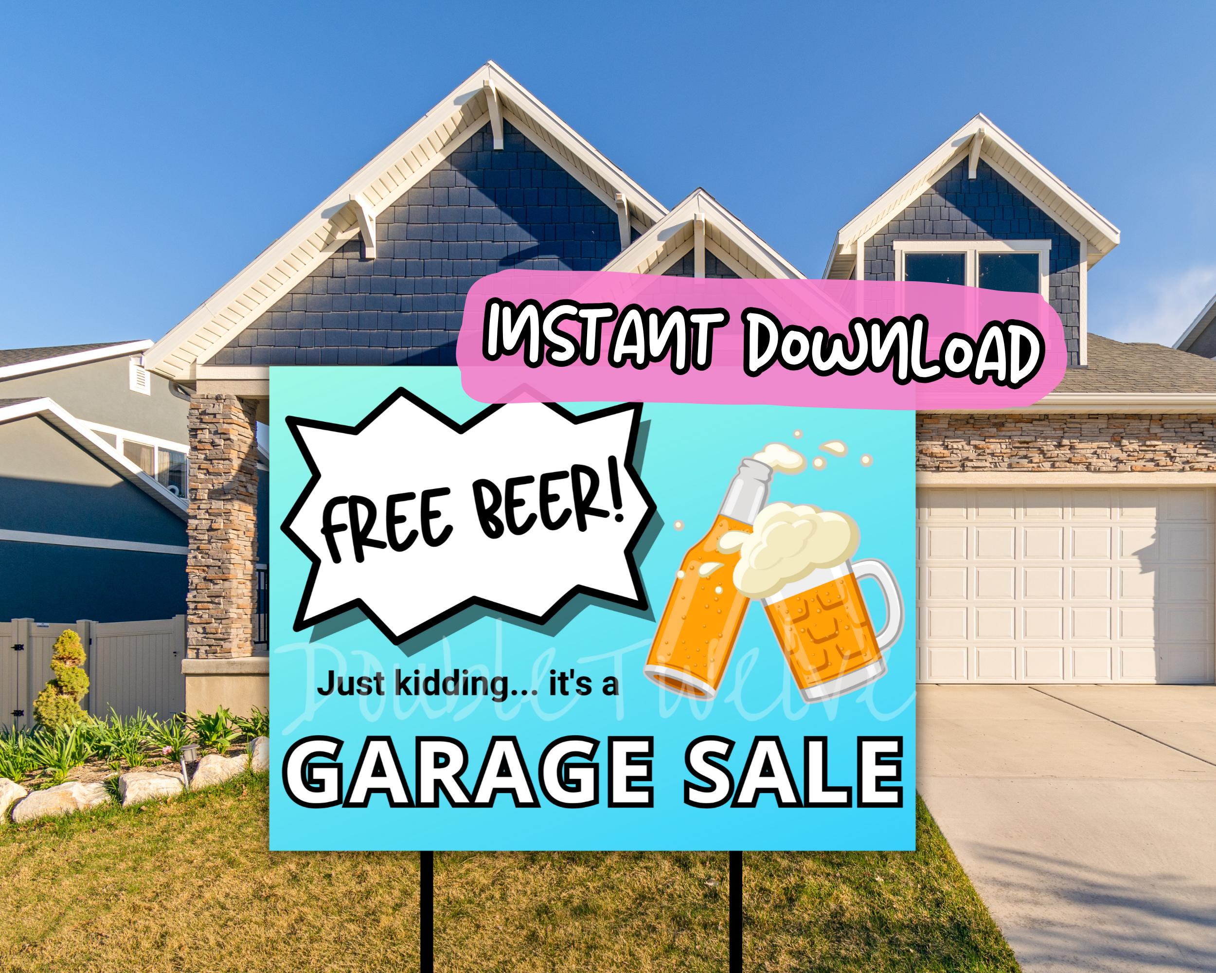Funny Garage Sale Sign Bundle, Ready to Print Yard Sale Signs, DIY ...