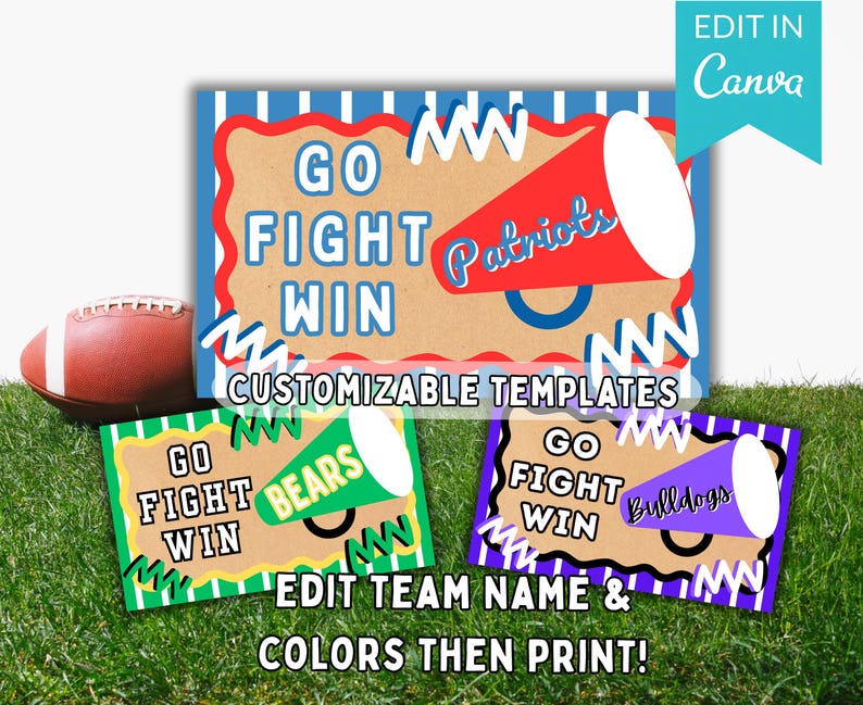 Football Banner Template Team Signs, School Spirit Week Poster 3x5 ...