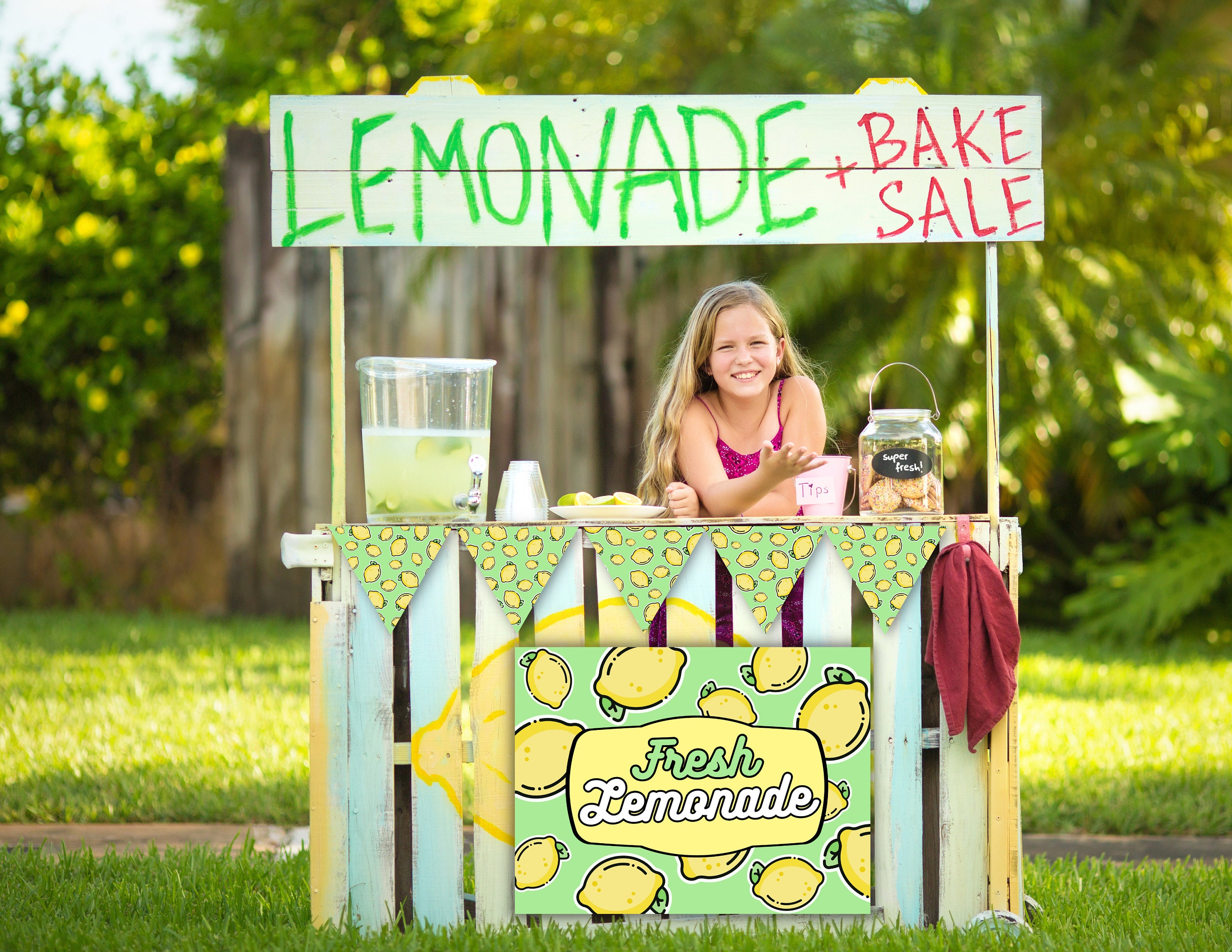 Printable Lemonade Stand Sign and Banner Cute Kids Lemonade - Etsy