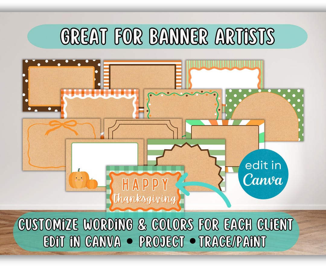 Fall Banner Borders Mega Bundle, Digital Canva Templates for Projector ...
