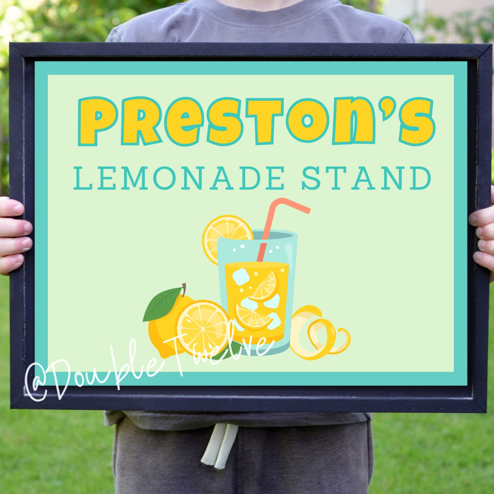 Custom Lemonade Stand Sign, DIY Kids Lemonade Booth Poster ...