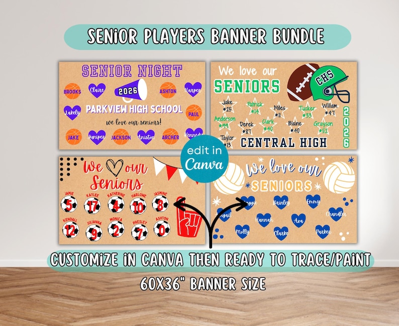 Senior Night Banner Bundle, We Love Our Seniors Poster, Football ...