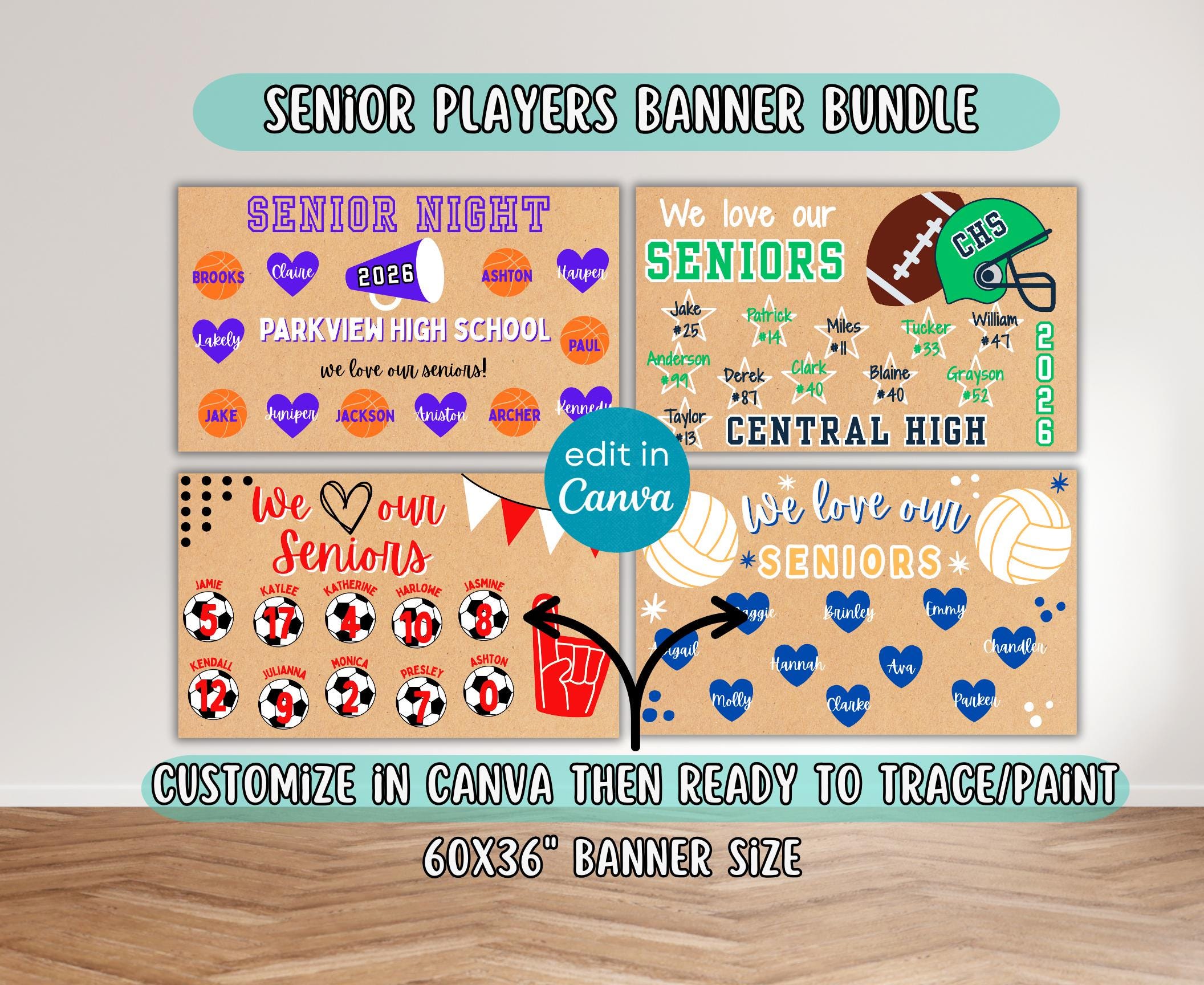 Senior Night Banner Bundle, We Love Our Seniors Poster, Football ...