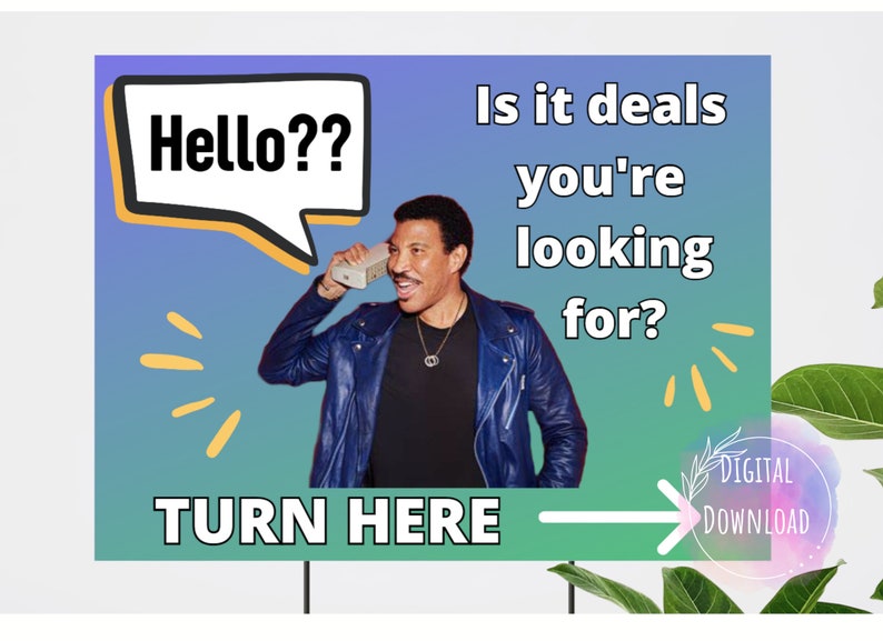 Funny Garage Sale Printable Yard Sign, Lionel Ritchie Hello?, Yard Sale ...