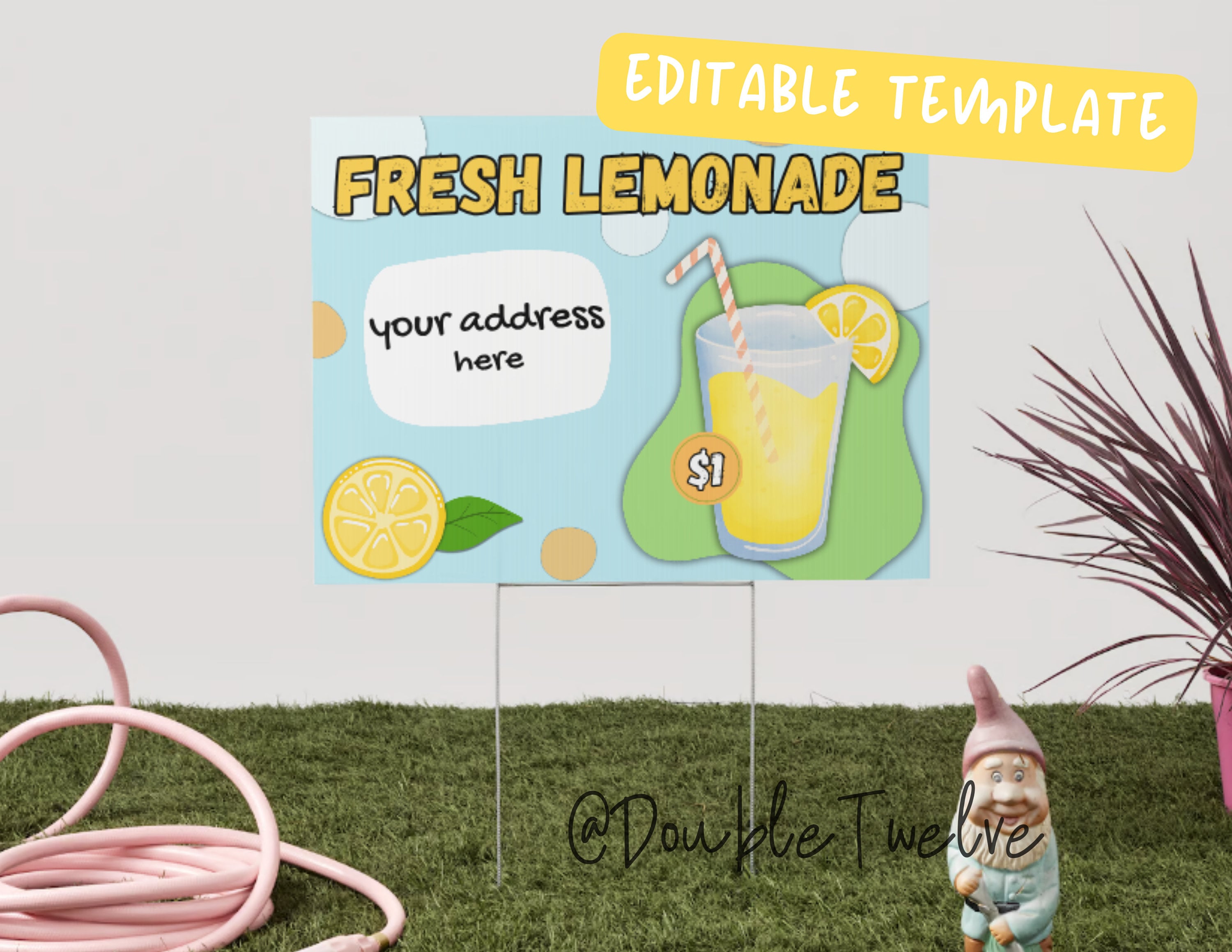 Cute Lemonade Stand Yard Sign Poster, Printable Lemonade Stand Sign ...