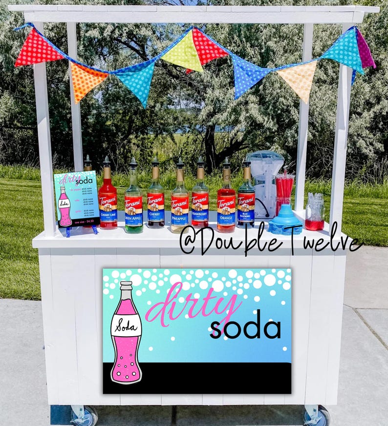 Retro Dirty Soda Mobile Cart Sign, Drink Business Display Menu ...