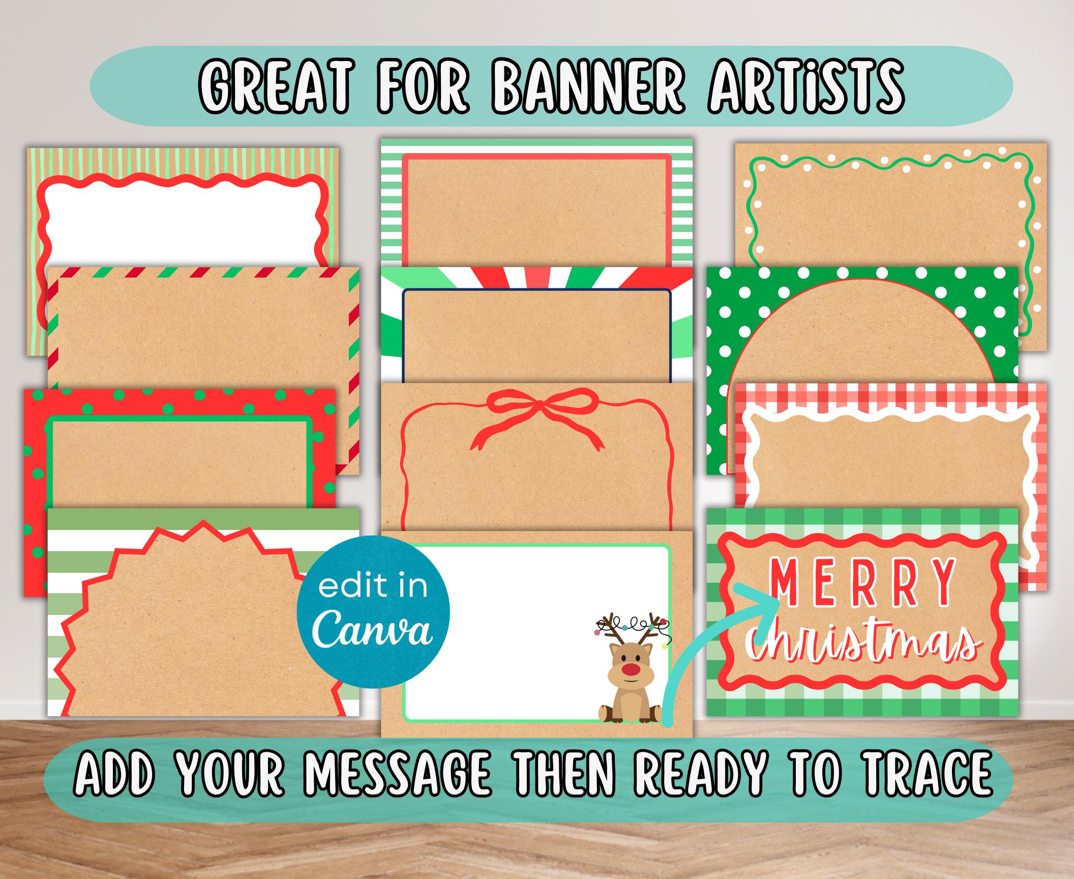 Christmas Banner Borders Mega Bundle, Digital Canva Templates for ...