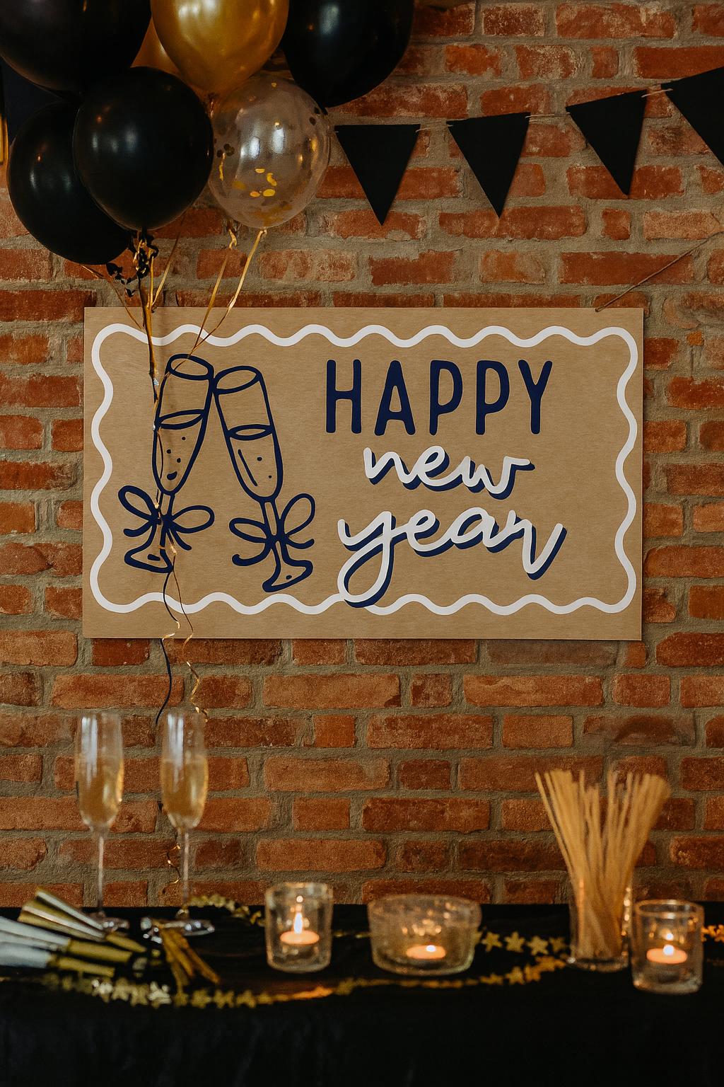 New Years Eve Painted Banners Bundle, NYE Banner Templates, New Year ...