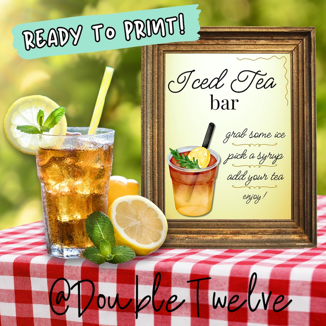 Iced Tea Bar Station Sign, Summer Party Event Drink Table, Sweet Tea ...