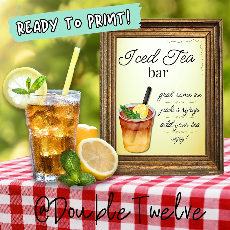 Iced Tea Bar Station Sign, Summer Party Event Drink Table, Sweet Tea ...