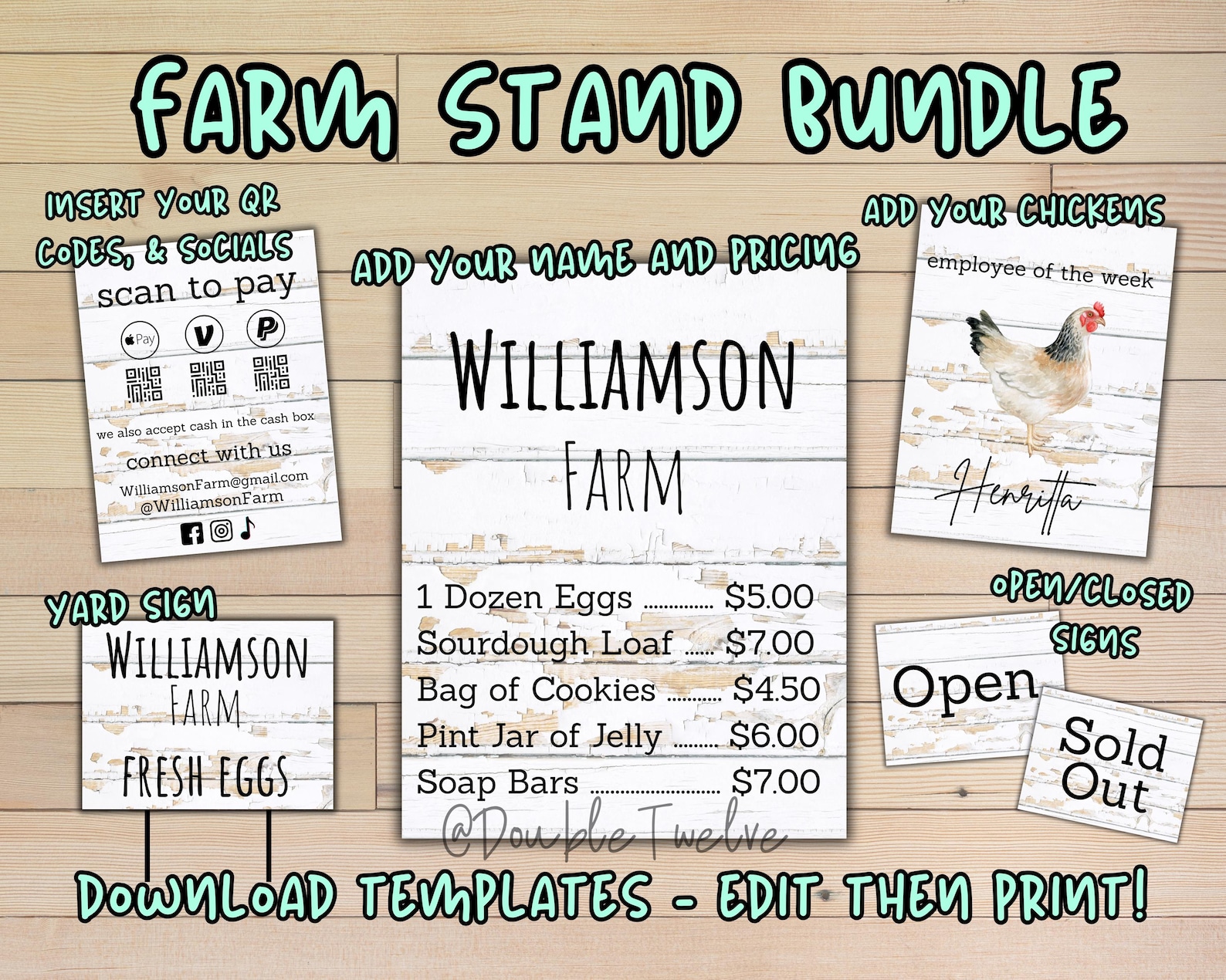 Editable Roadside Farm Stand Signs, Produce Price Sheet Template ...