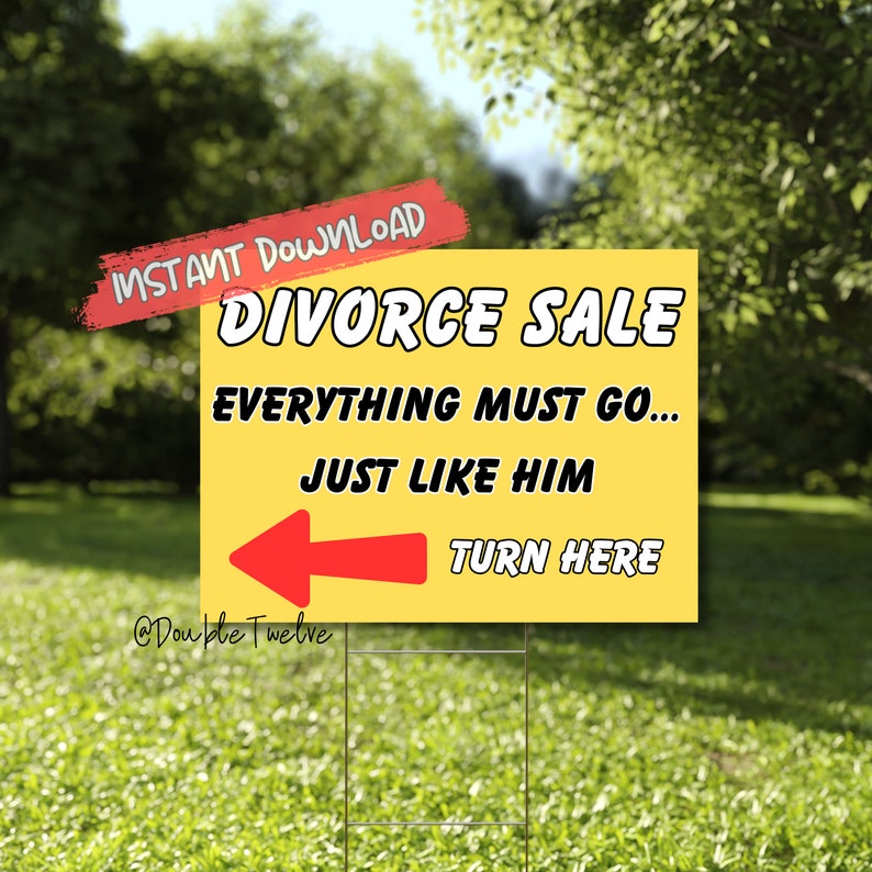 Funny Garage Sale Signs, Printable DIY Garage Sale, Divorce Party Sign ...