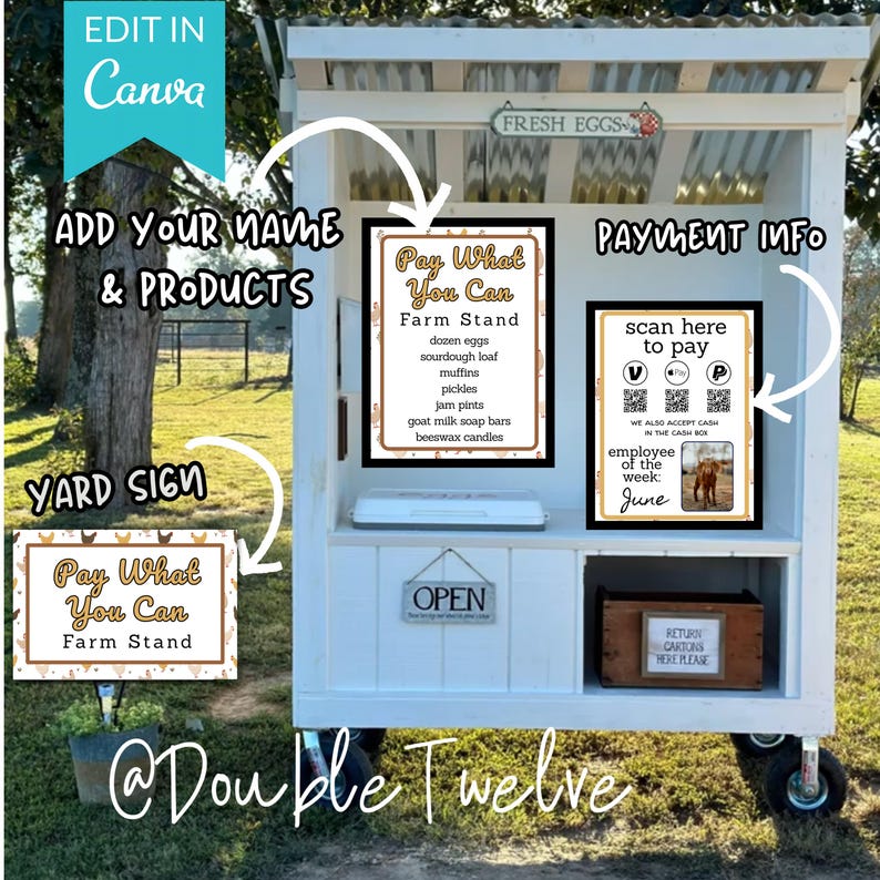 Printable Roadside Farm Stand Signs, Pay What You Can Store, Farmstand ...