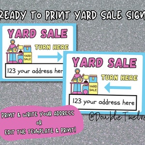 Colorful Garage Sale Poster, DIY Garage Sale Printable, Yard Sale Signs ...