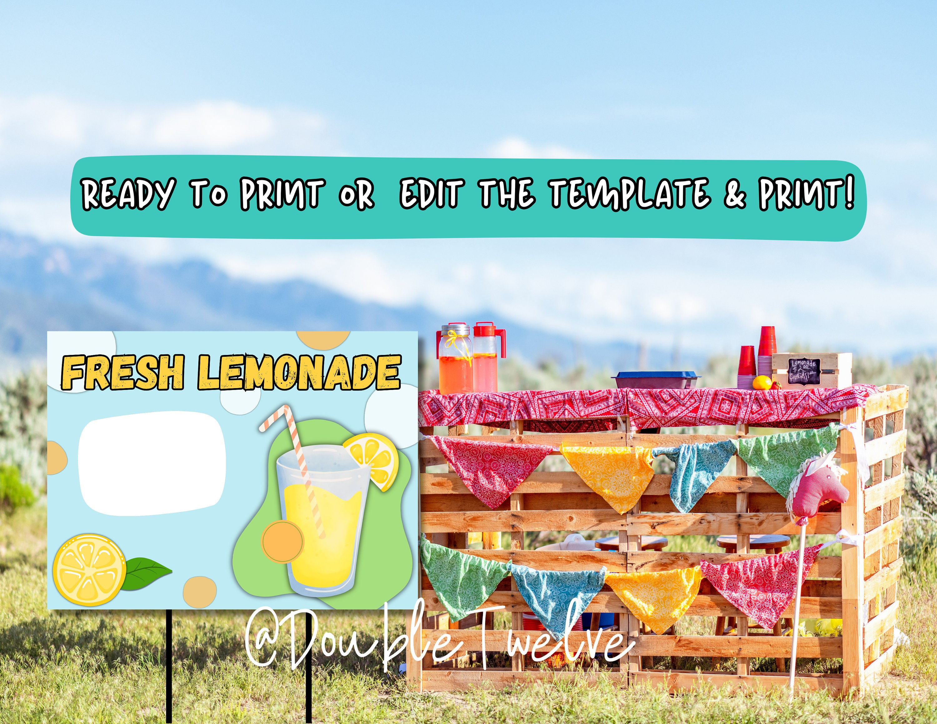 Cute Lemonade Stand Yard Sign Poster, Printable Lemonade Stand Sign ...