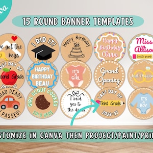 Round Banner Canva Template Bundle – 15 Circle Signs for Banner Artists ...
